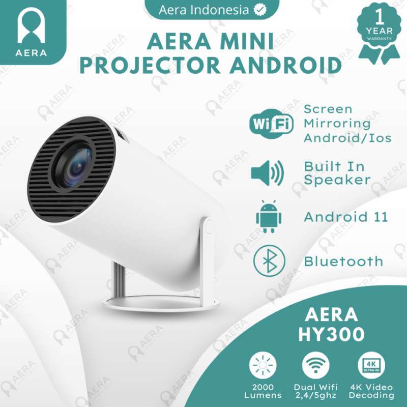 Promo AERA Mini Led Projector HY300 2000 Lumens Mirroring 4k Full Hd Smart Projector Diskon 7% ...