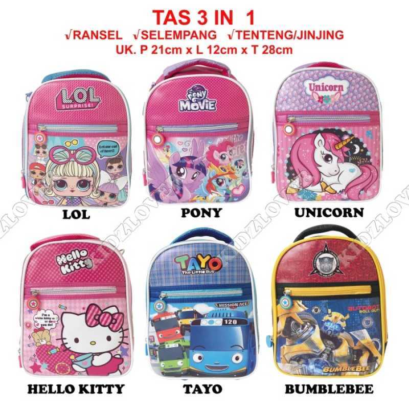 Jual TAS RANSEL ANAK SEKOLAH PAUD TK | TAS ANAK PAUD 3 IN 1 | PREMIUM ...