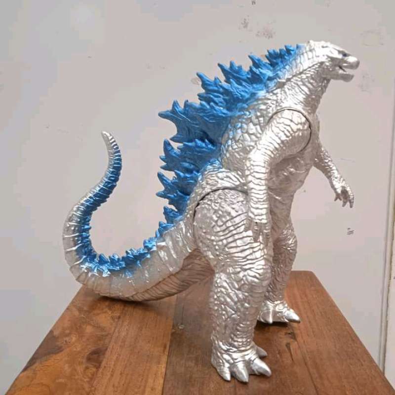 Jual mainan vinyl kaiju figure silver godzilla blue metalic tinggi ...