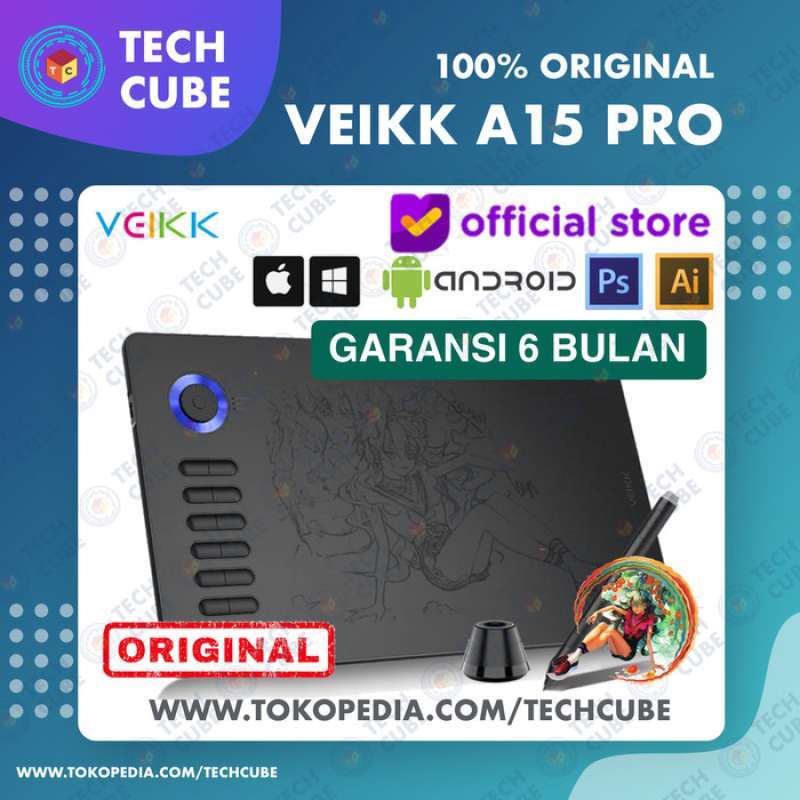 Promo VEIKK A15 PRO Graphic Pen Tablet 8192 Pressure Windows Mac Alt ...