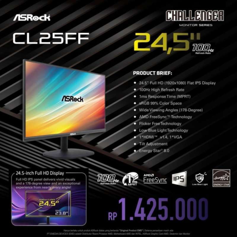 Jual Asrock Cl25ff | Monitor 24.5 Full Hd Ips 100hz 1ms Di Seller Nano Komputer - Nano Komputer ...