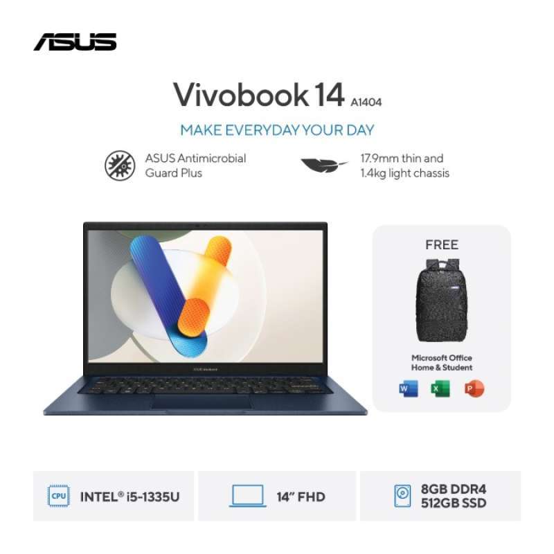 Jual ASUS Vivobook 14 A1404VA-VIPS551 - Quiet Blue di Seller Macikomp ...