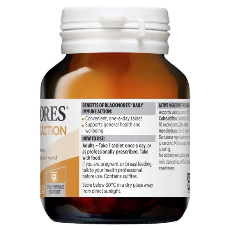 Promo Blackmores Daily Immune Action Vitamin C, D & Zinc 60 Tablets ...