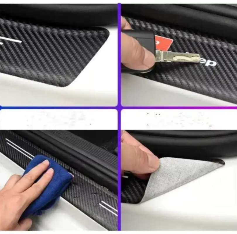 Promo IMPORT! 4Pcs/Set Stiker Ambang Pintu Mobil Sill Plate Karbon ...