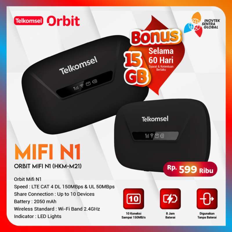 Promo Telkomsel Orbit Mifi N1 - HKM M21 Modem Mifi Wifi 4G LTE Diskon 9 ...