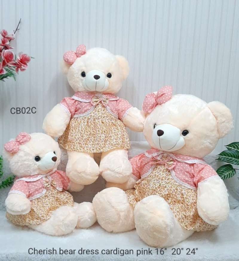 Jual Boneka Teddy Bear Dress Cardigan Blue 60cm Cherish Bear Kado Hadiah - Biru 50cm - Kotak ...