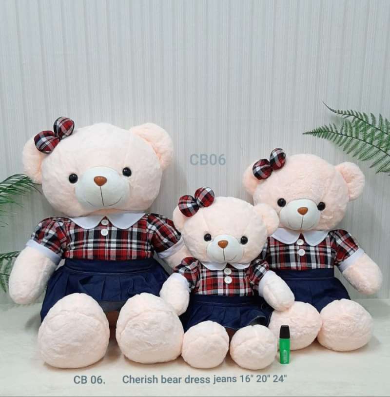 Jual Boneka Teddy Bear Dress Cardigan Blue 60cm Cherish Bear Kado Hadiah - Biru 50cm - Kotak ...