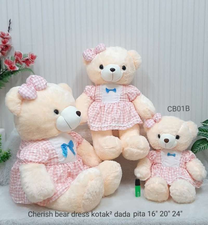 Jual Boneka Teddy Bear Dress Cardigan Blue 60cm Cherish Bear Kado Hadiah - Biru 50cm - Kotak ...