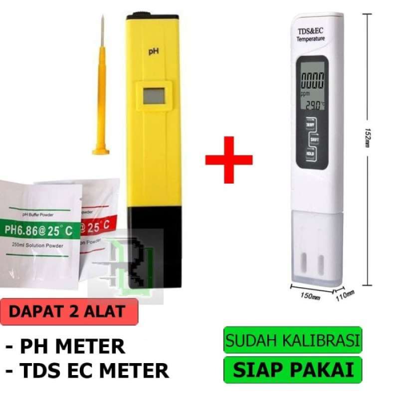 Promo PAKET PH + TDS EC Meter Tester Alat Ukur Air Tanaman Hidroponik ...