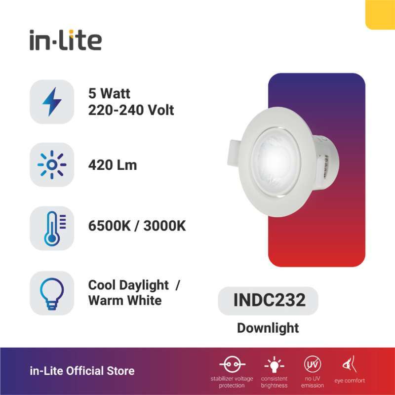 Jual Lampu Spotlight Inlite LED 5w 5 Watt INDC-232 In-Lite panel bulat ... Jual Lampu Spotlight Inlite LED 5w 5 Watt INDC-232 In-Lite panel bulat ...