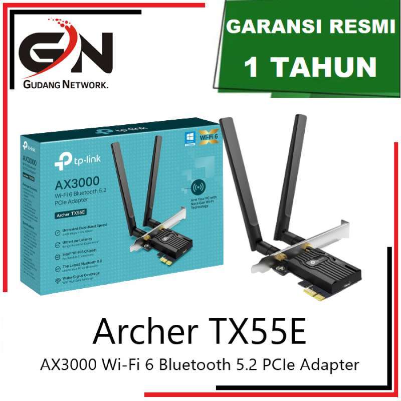 Promo TP-LINK Archer TX55E AX3000 Wi-Fi 6 Bluetooth 5.2 PCIe Adapter ...
