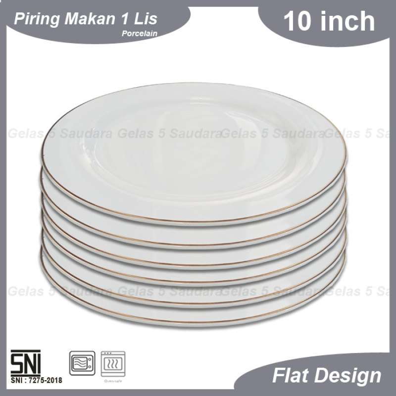 Promo 1 Set 6 Pcs Piring Makan Porcelain/Piring Nasi/Dinner Plate ...