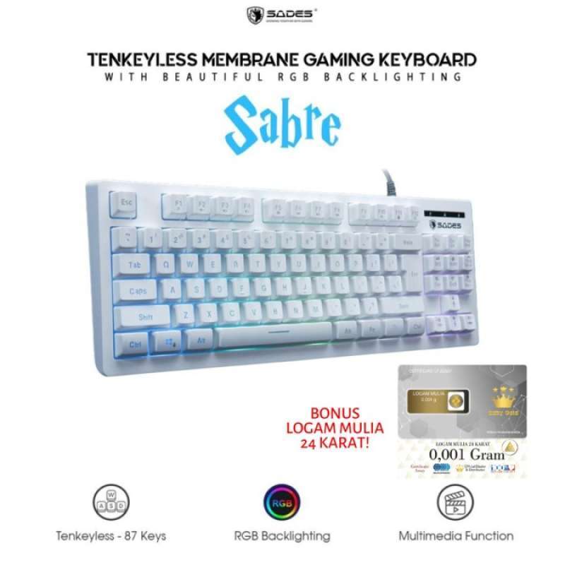 Promo SADES Sabre TKL RGB Membrane Gaming Keyboard Garansi Resmi ...