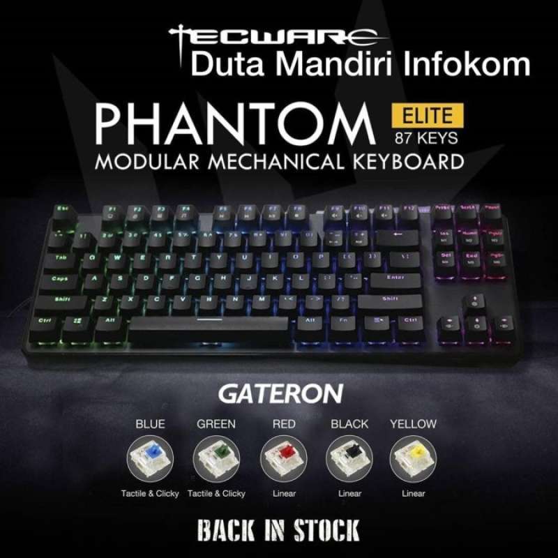 Promo Tecware Phantom Elite 87 RGB Mechanical Gateron Gaming Keyboard ...