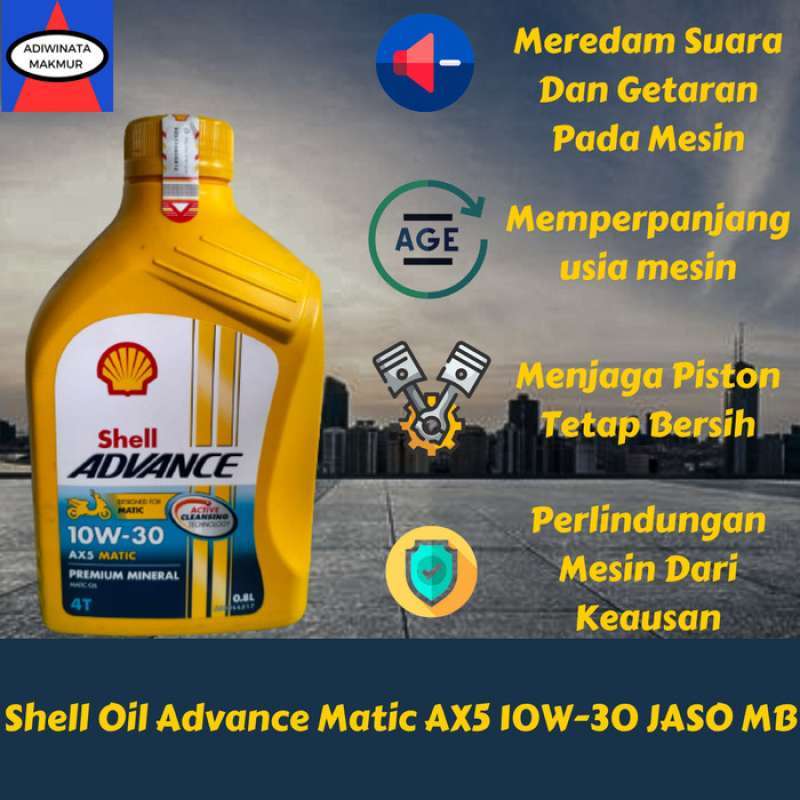 Promo Oli Shell Advance Matic AX5 10W-30 (4T) Premium Mineral 0,8 Liter ...