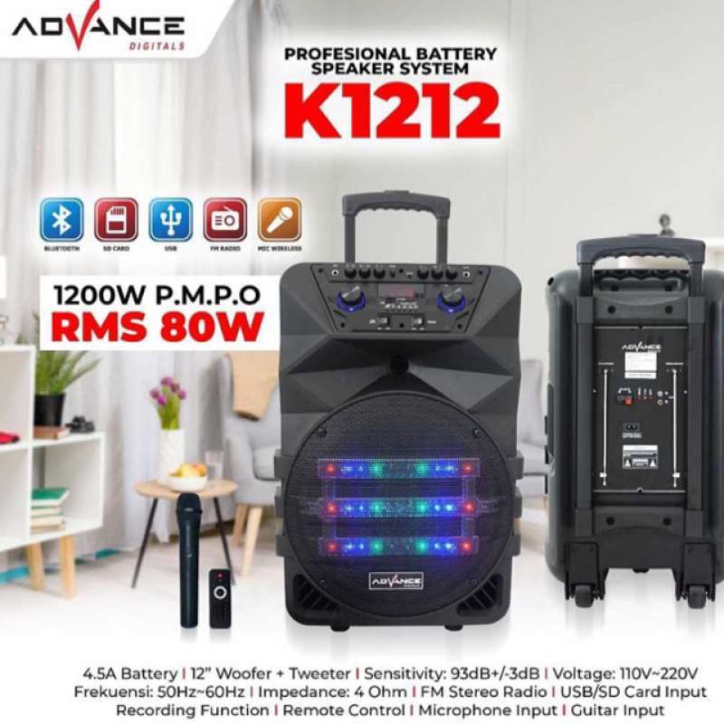 Jual Speaker Portable Bluetooth 12inc + Mic Advance K1212 Di Seller ...