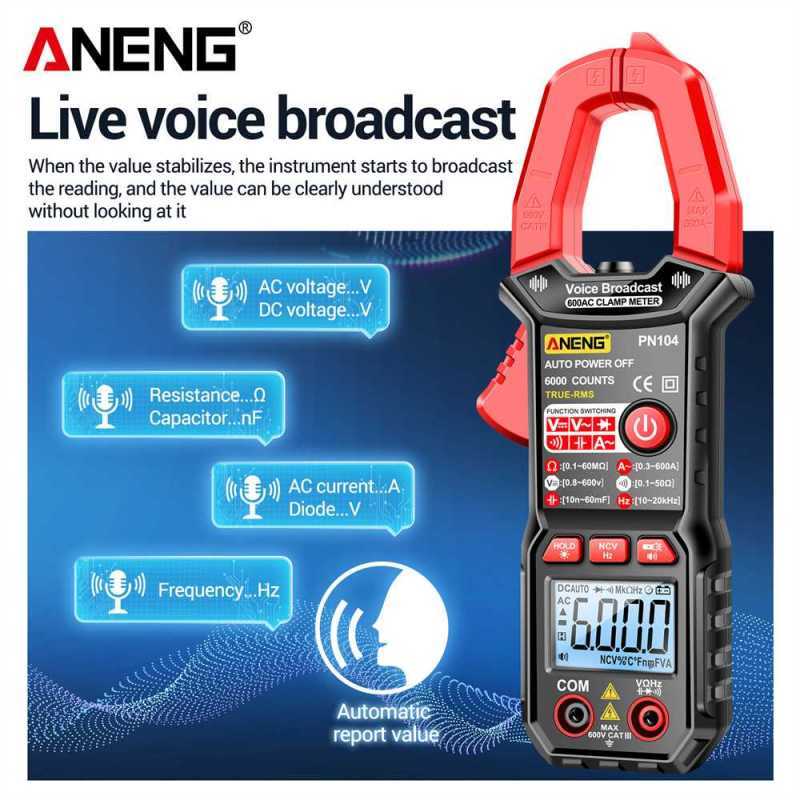 Jual Aneng Digital Multimeter Voltage Tester Clamp Meter Voice ...