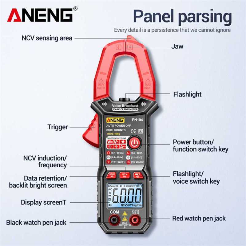 Jual Aneng Digital Multimeter Voltage Tester Clamp Meter Voice ...