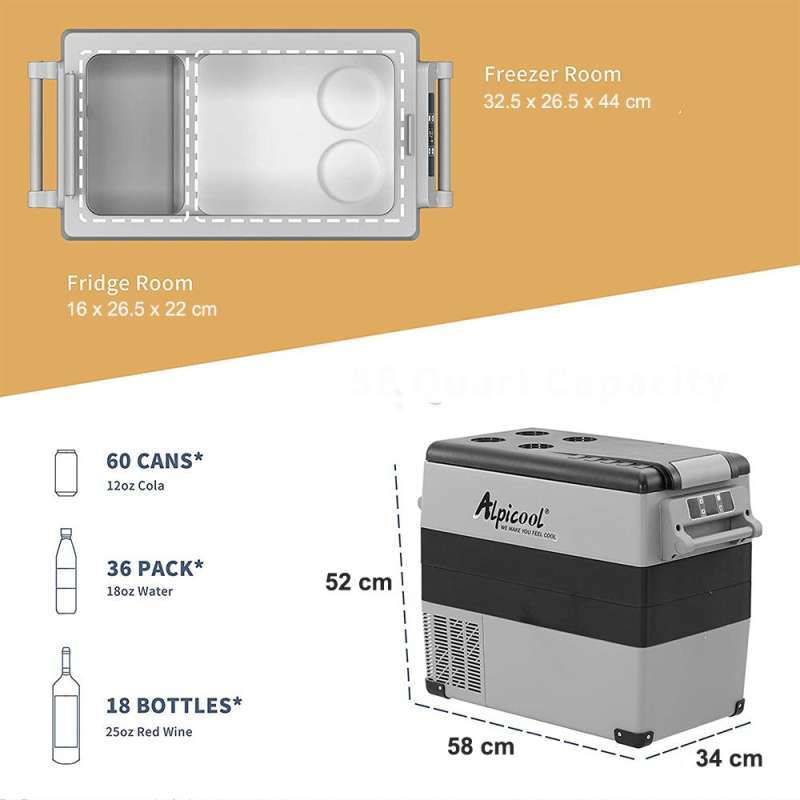 Jual Alpicool Kulkas Portable Mobil Mini Fridge Freezer 55l Cf55 ...