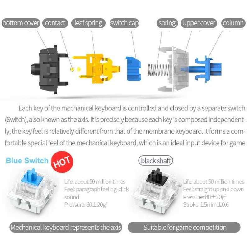 Jual Yindiao Mechanical Keyboard Gaming Wired Usb Rgb Blue Switch Zk-3 Keyboard Mechanical ...