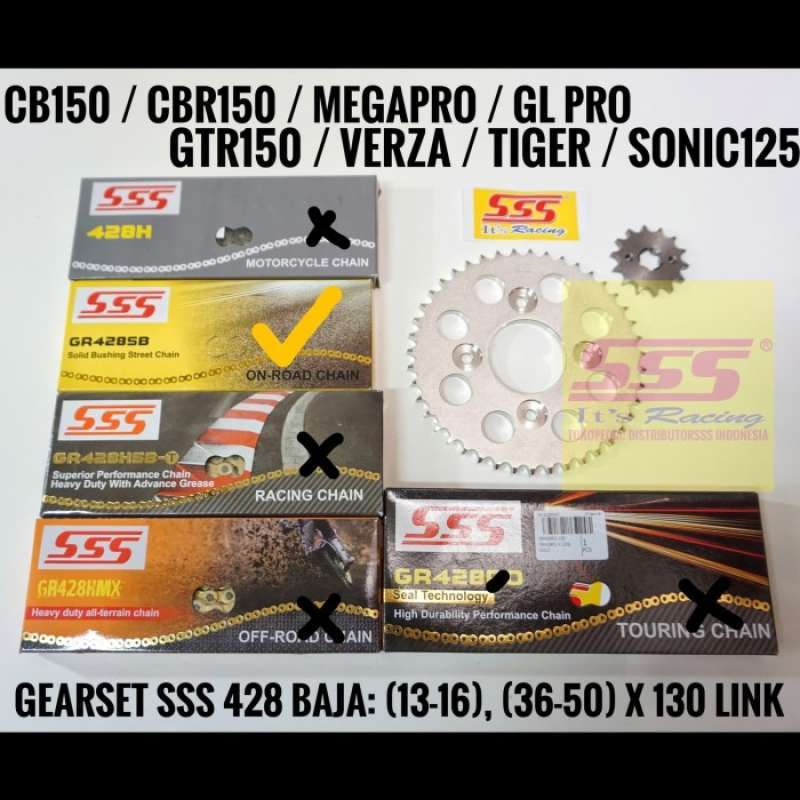Promo Gearset/girset/gir Set Sss 428 Cb150/150/sonic/tiger Rantai Gold ...