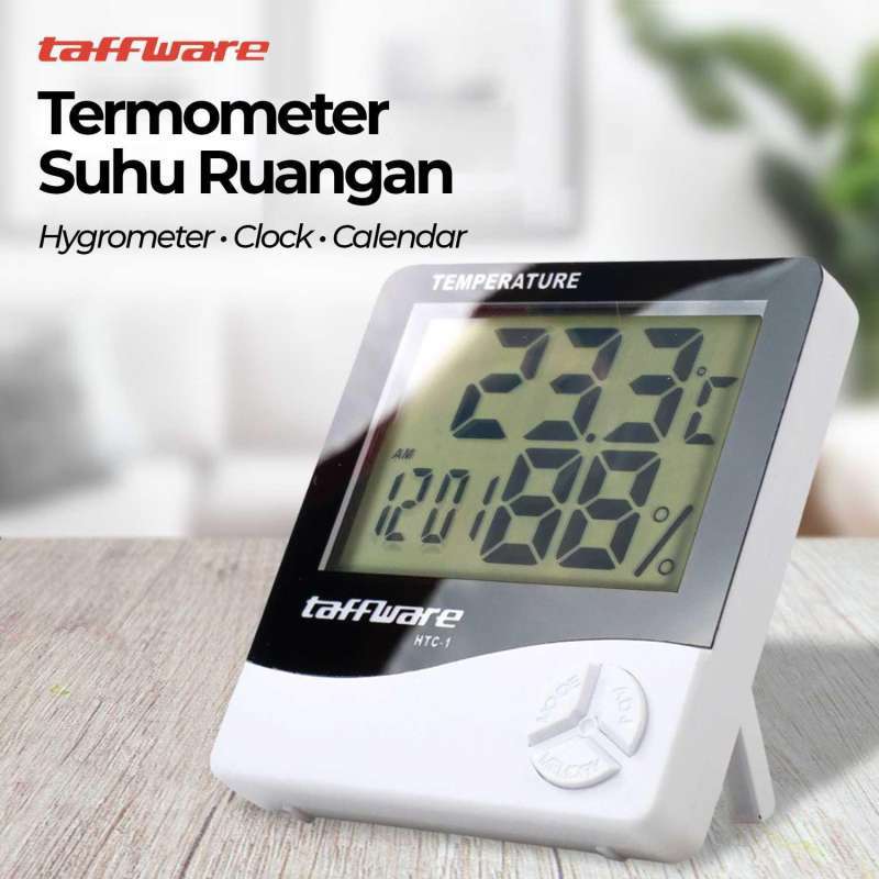Jual Termometer Suhu Ruangan Humidity Hygrometer Clock Calendar Htc-1 ...