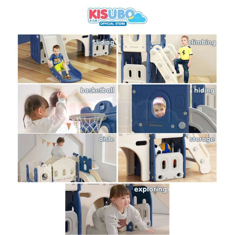 Jual New! Kisubo 7 In 1 Toddler Castle With Climber And Slide Multi-function Kids Large ...
