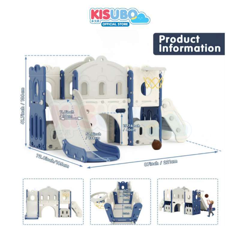 Jual New! Kisubo 7 In 1 Toddler Castle With Climber And Slide Multi-function Kids Large ...