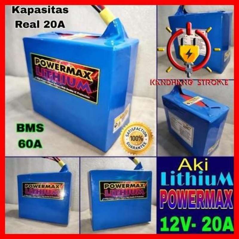 Promo New Aki 12v 20ah Full Lithium Powermax +bms 60a Sprayer Sepeda ...
