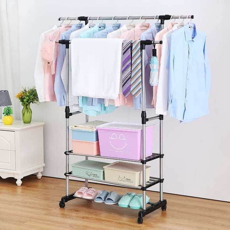 Promo Standing Rack 2 Sisi Double Rack Dengan Sekat X35d Ada Roda Rak ...