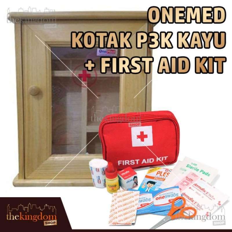 Promo Onemed Kotak P3k Kayu Rak Dinding Kaca Gantung Obat First Aid Kit ...