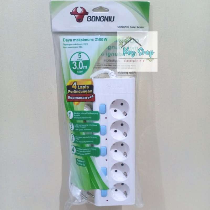 Promo Kabel Colokan Listrik 5 Lubang Soket Kontak 5 Switch On/off 3 ...