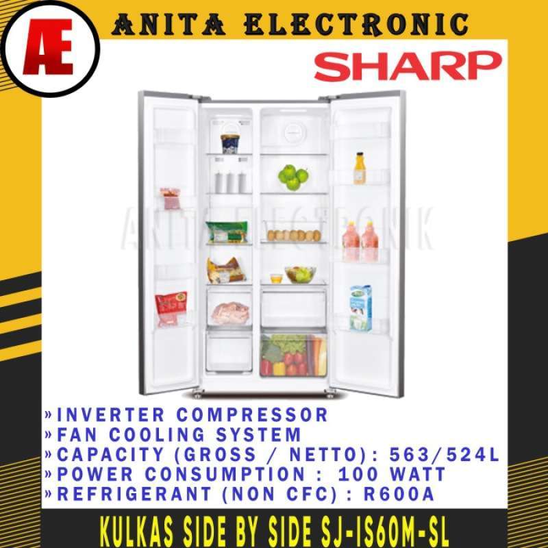 Promo Kulkas Sharp 2 Pintu Side By Side Kap.563 L Sj-is60m-sl Diskon 1% ...