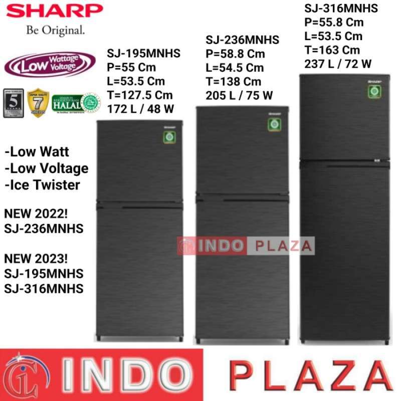 Jual Kulkas Sharp 2 Pintu Sj-236mn-hs New 2022 Low Watt Di Seller Indo ...