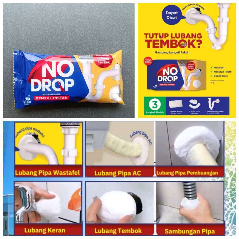 Jual No Drop Dempul Instan 20 Gram Sealant Elastis Anti Bocor Tutup ...