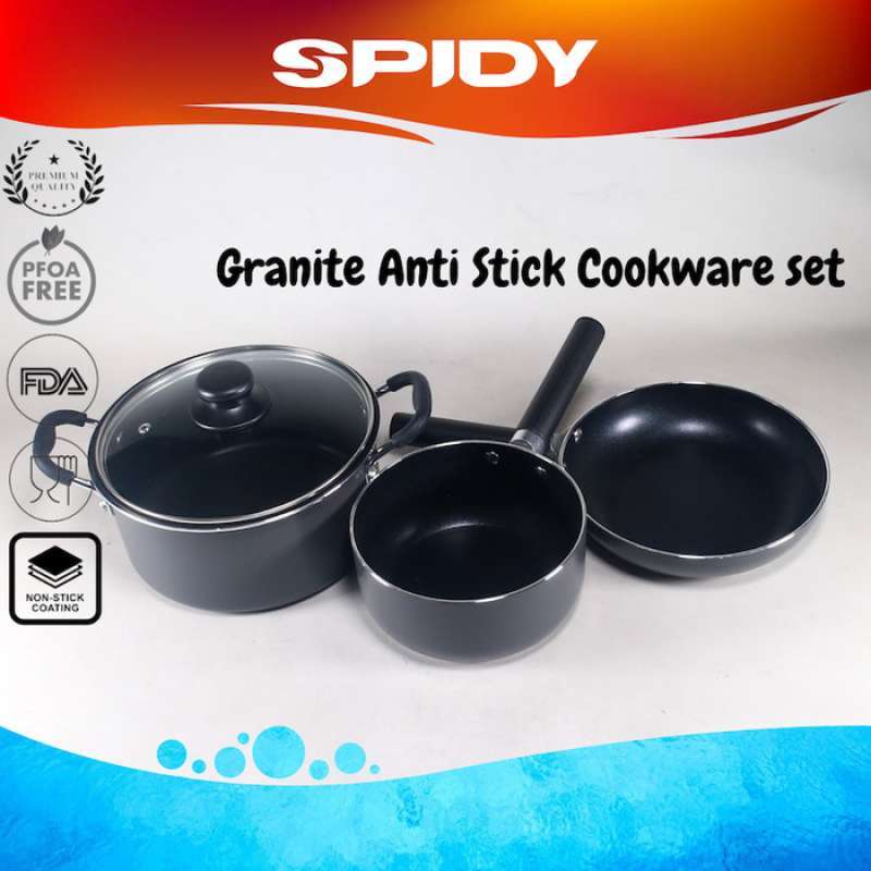 Promo Spidy Panci Set 3 In 1 Granit Anti Lengket Anti Stick Ceramic ...