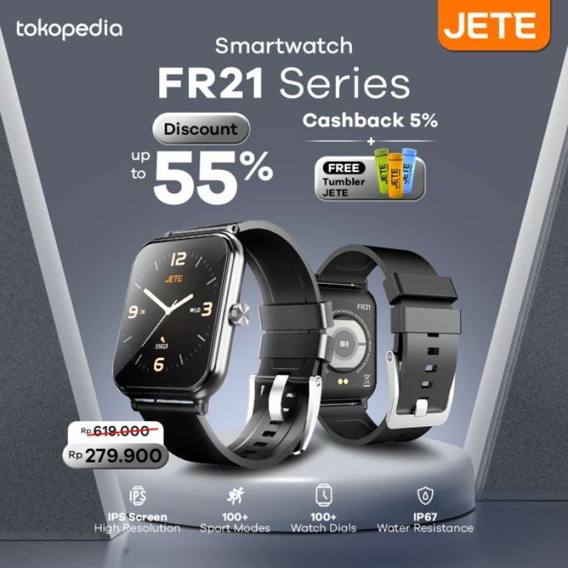 Promo Smartwatch Jete Fr21 Sport Mode 100 Watch Face With Ip67 Garansi 2th - Black Diskon 23% Di ...
