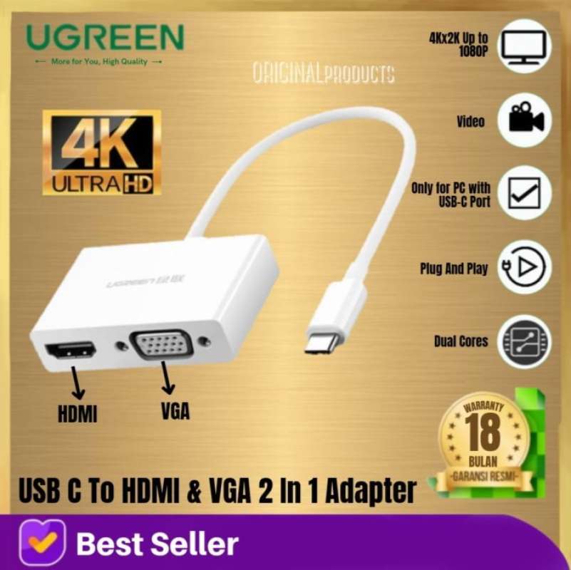 Promo Ugreen Converter Usb Type C To Hdmi Ke Vga Adapter Tv Laptop Terbaik Diskon 24% Di Seller ...