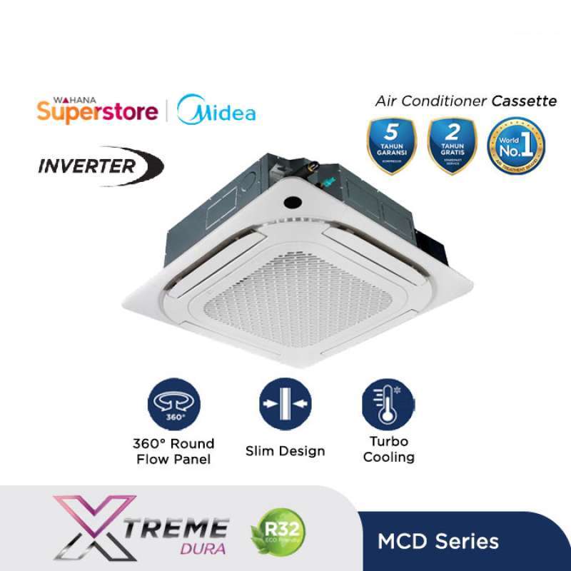 Promo Midea Ac Round Cassette Inverter 2 1/2 Pk - Mcd 24crdn2 + Moux ...