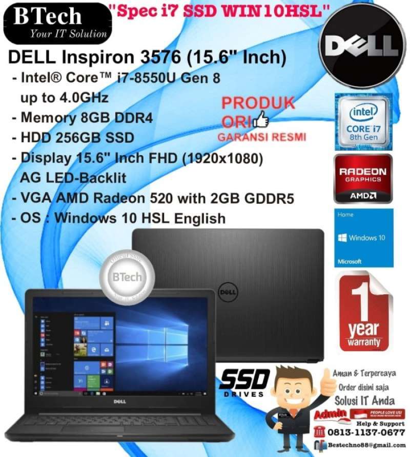 Promo Dell Inspiron 3576 Intel Core I7-8550u/8gb/256gb/vga Amd/win10hsl ...
