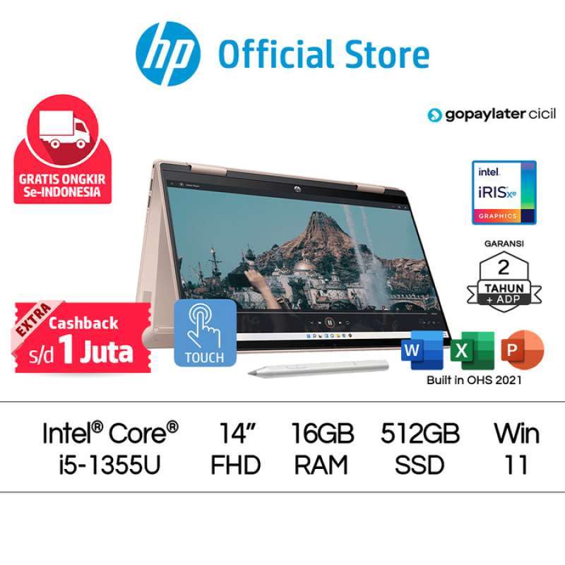 Promo Laptop Hp Pavilion X360 2in1 14 Ek1069tu Core I5 Iris X 16gb Ram 512gb Diskon 33 Di