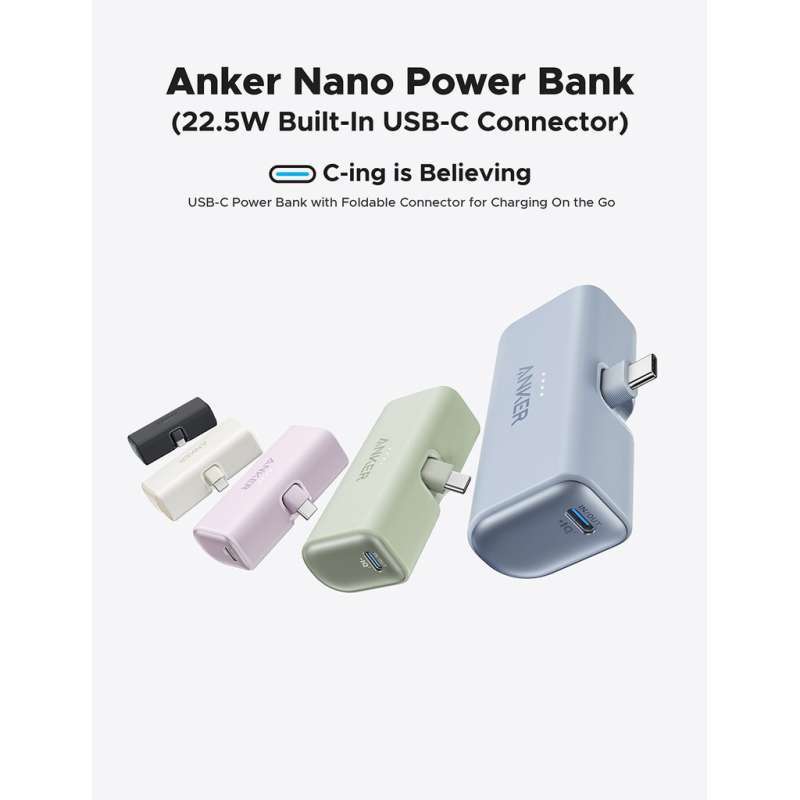 Jual Powerbank Anker A1653 Nano 22.5w, Built-in Usb-c Connector 5000mah ...