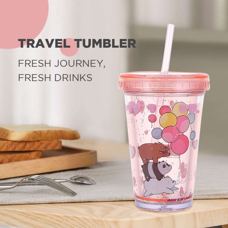 Jual Miniso Botol Minum Tumbler Tempat Air Minum Sedotan Straw 320ml We ...