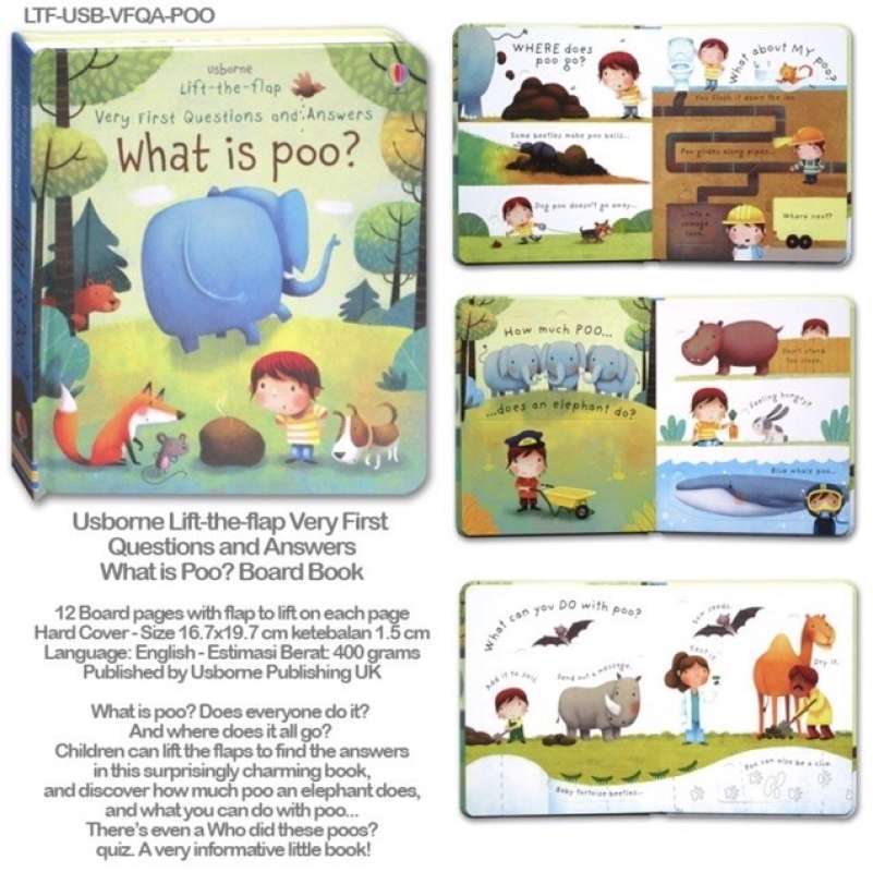 Promo Usborne What Is Poo Lift The Flap Education Bool Buku Import ...