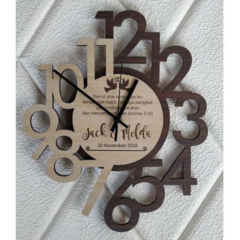Promo Jam Dinding Kayu Angka Custom Foto 2 Lapis Diskon 28% Di Seller ...