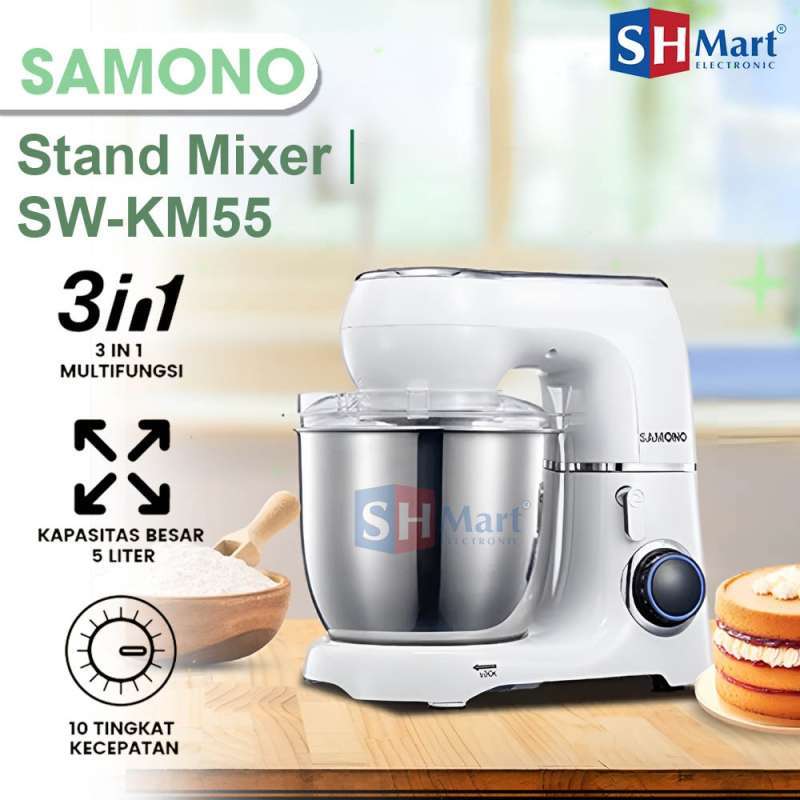 Jual Stand Mixer Samono Kapasitas 5 Liter Pengaduk Adonan 3 In 1 With Bowl Sw-km550 Garansi ...