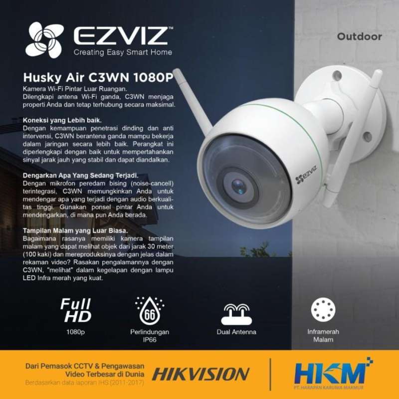 Jual Ezviz Hikvision C3wn Husky Air Lite 1080p 2mp Wireless Outdoor ...
