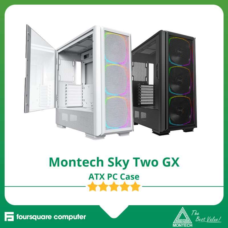 Jual Montech Sky Two Gx Black & White + 3x Pwm Fan | Casing Pc Atx ...
