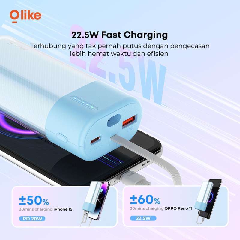 Jual Olike P10c Powerbank 9000mah Built In Cable Compact Portable Fast ...