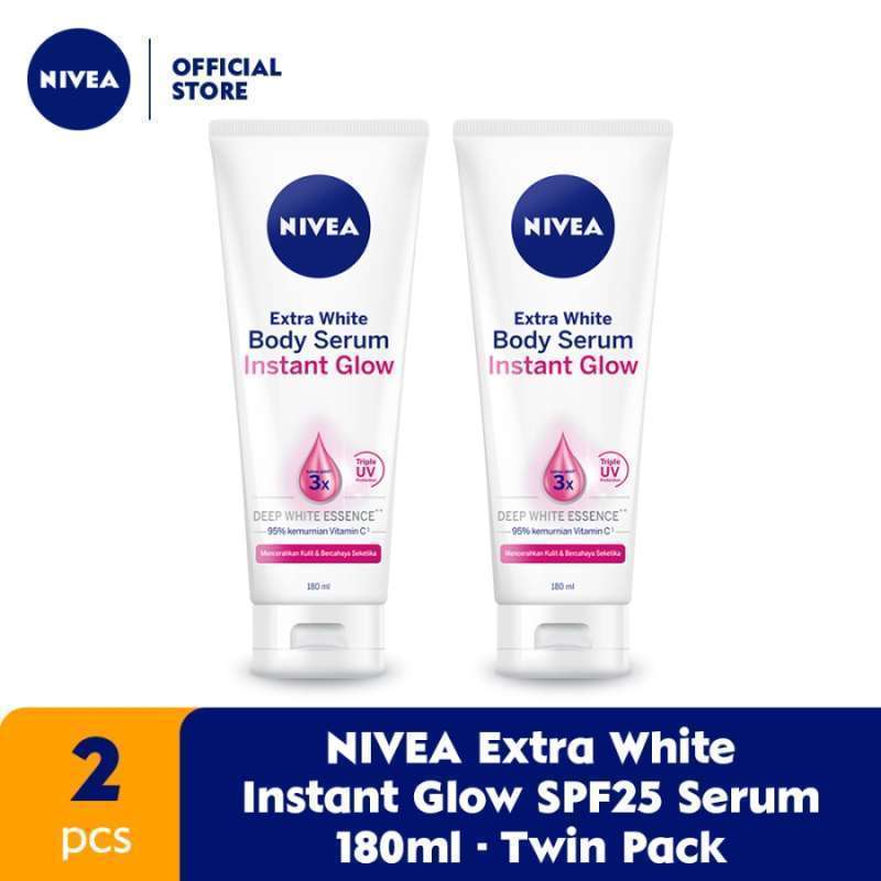 Promo Whs Nivea Extra White Instant Glow Serum 180ml Twin Pack